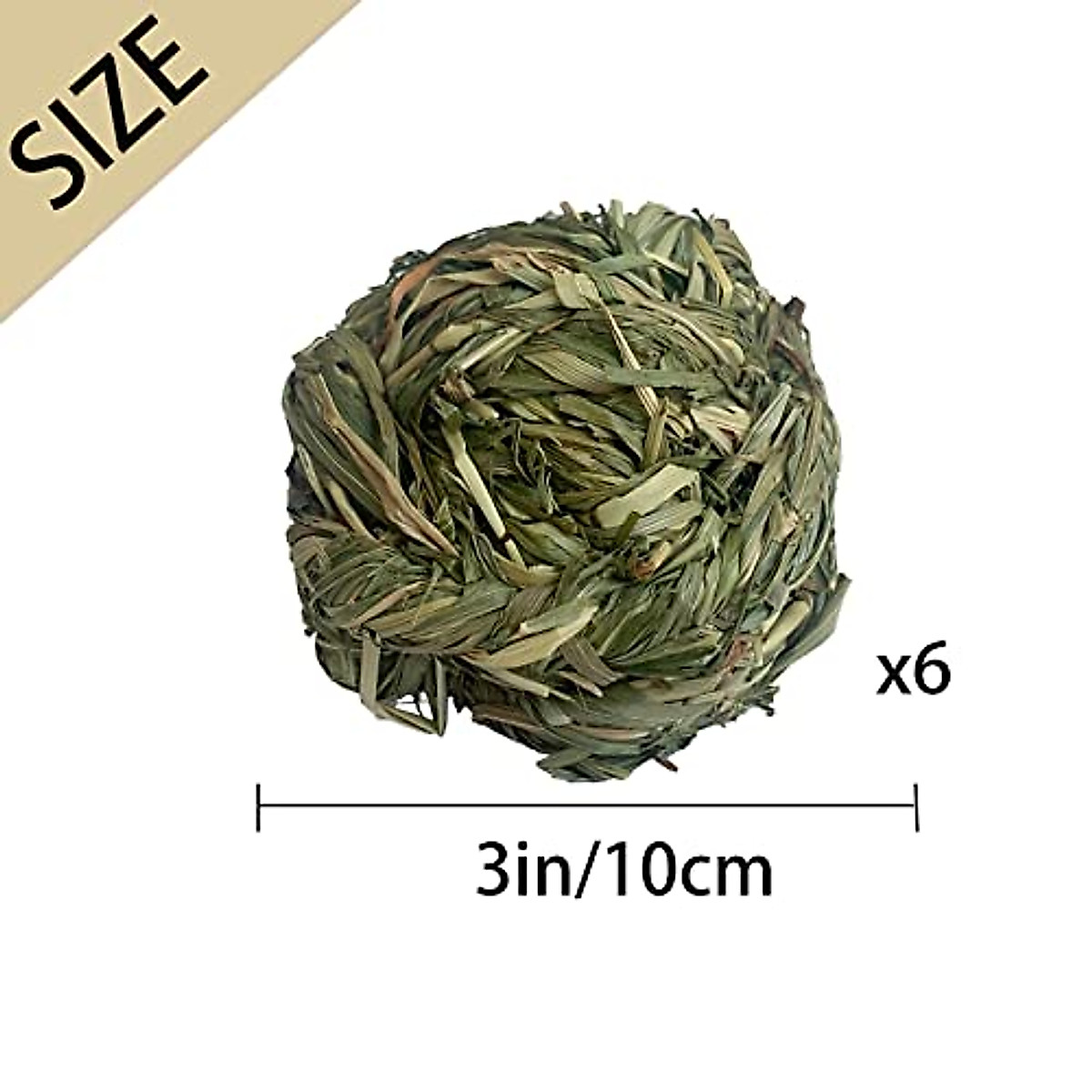 MUYG 6 Pcs Bunny Timothy Grass Ball Natural Chew Toy Woven Chewing Toys Rabbit Molar Small Animals Teeth Grinding Suitable for Hamster Totoro Gerbils Guinea Pig Squirrel