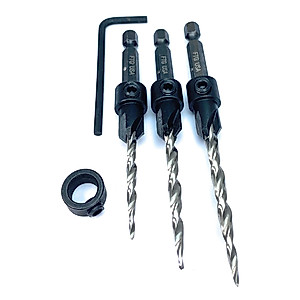 FTG USA Adjustable Wood Countersink Drill Bit Set #6#8#10 with Tapered Drill Bit for Woodworking