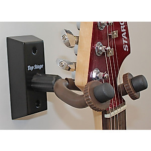 Top Stage® Home and Studio Guitar Keeper (Hanger) Stand Holder Rack w/Hardwood Base Wall Mount, JX15-BLA