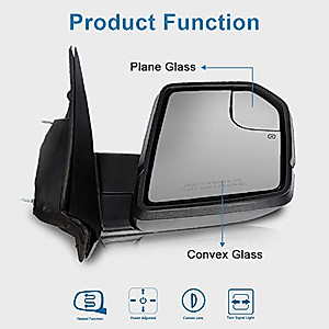 ECCPP Tow Mirrors Towing Mirrors fit for 2015-2019 for F150 Pickup Truck with Left Right Side Power Adjusted Heated Turn Signal Light with Black Housing Manual Folding Manual Telescoping
