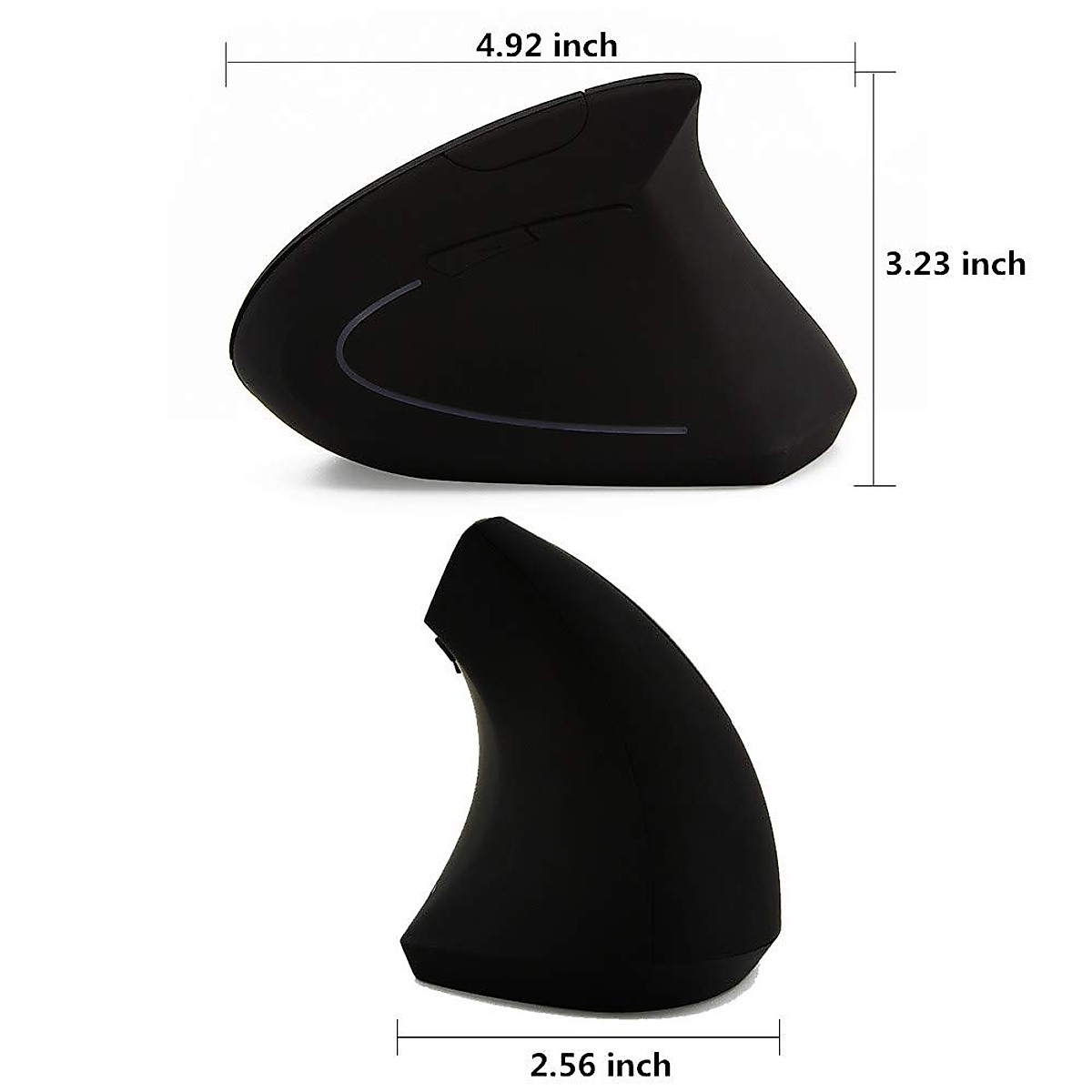 FLY WAY Wireless Vertical Mouse,2.4G Ergonomic Optical Mice 800/1200 /1600 DPI 5 Buttons Mouse with USB Receiver for PC Laptop Desktop Gaming (Black)
