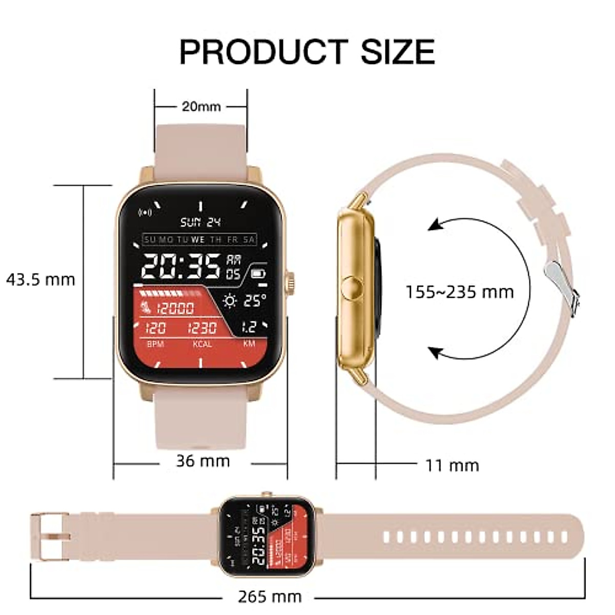 Wwzzey Smart Watch for Women Answer/Make Calls, 1.7" Waterproof Fitness Watch with Heart Rate/Blood Oxygen/Sleep Monitor, Ai Voice, Women Watches for Android/iPhone.