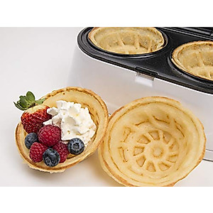 Double Waffle Bowl Maker by StarBlue - White - Make bowl shapes Belgian waffles in minutes | Best for serving ice cream and fruit | Gift ideas 110V 50/60Hz 1200W