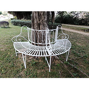 Hi-Line Gift 78676-WT White Metal Tree Garden Bench