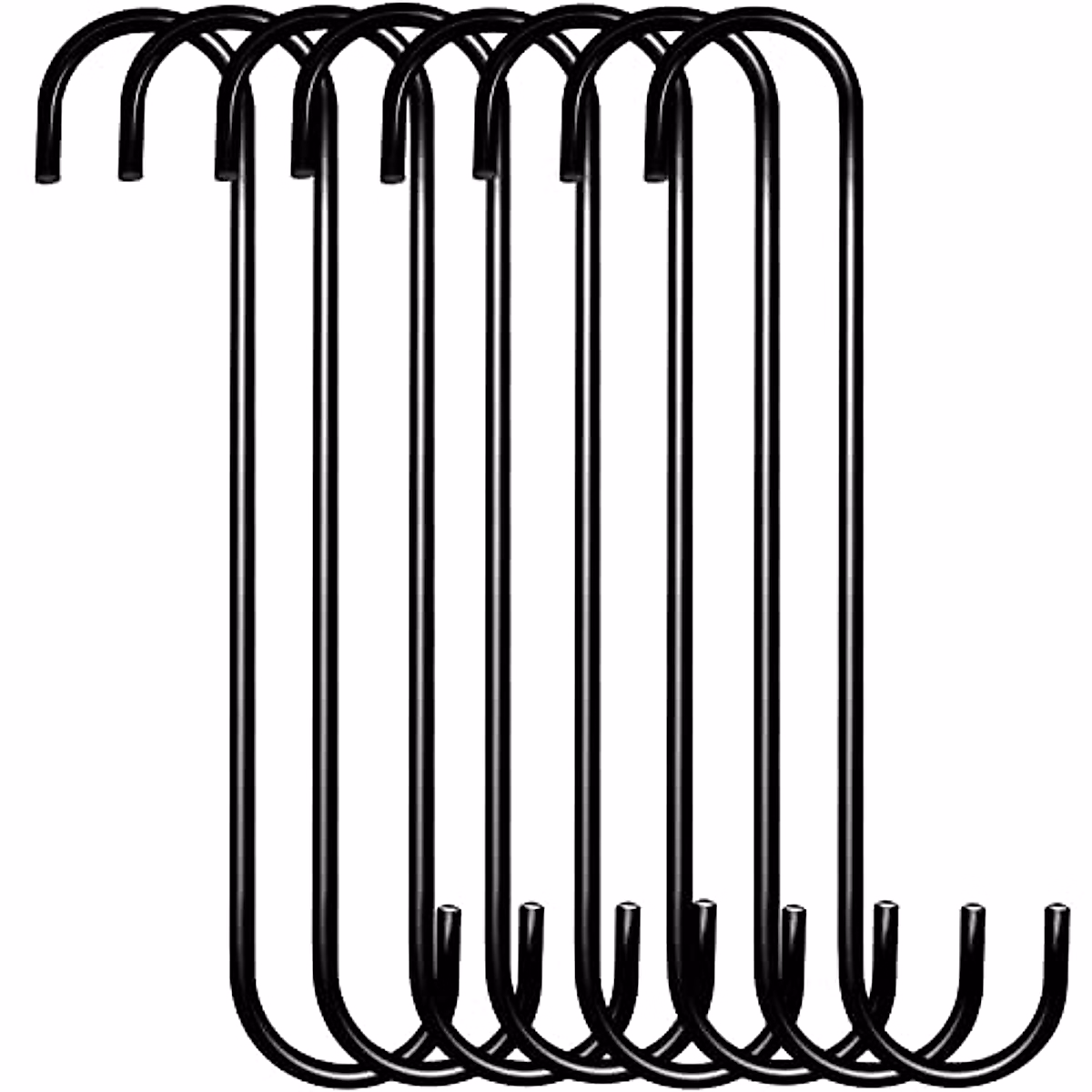 DINGEE 8 Pack Extra Large 10 inch S Hooks for Hanging,S Shaped Hook Heavy Duty,Black Long S Hooks for Hanging Plant,Basket,Tree Branch,Closet,Garden,Pergola,Indoor Outdoor Uses