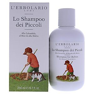 L'Erbolario Shampoo For Babies - With Marigold, Rice And Mallow - Leaves Hair Clean And Shiny - Reinforcing Natural Hydration - Does Not Compromise The Scalp’s Sebaceous Protection - 6.7 Oz