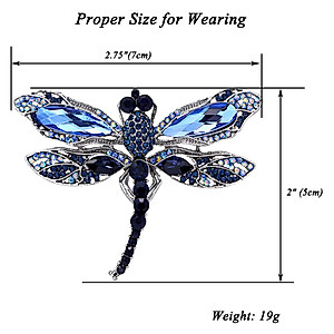 Dragonfly Brooch Rhinestone Crystal Brooch Animals Pin for Women Jewelry Outfits Decoration Blue