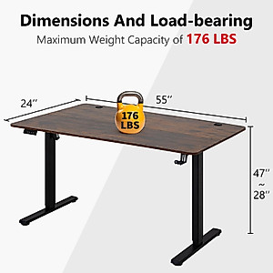 Adjustable Height Computer Workstation - Electric Lifting Sit Stand Desk, Rising Computer Table That Raises Up and Down for Home Office