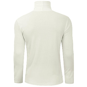 TAPULCO Men's Long Sleeve Knitted Textured Fashion White Slim Fit Thin Lightweight Turtle-Neck T-Shirt Casual Stylish Ski Jumpers Solid Turtleneck Ivory X-Large