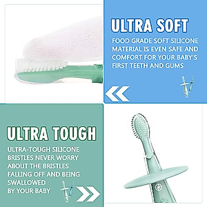 Lila Toddler Toothbrush, Training Baby Toothbrush Silicone 2 Pack, Infant Extra Soft/Tough Bristles, Anti-chocking/Anti-Fall Design, 100percent Food Grade Silicone, BPA/PVC, Unisex Count(Pack of 1)