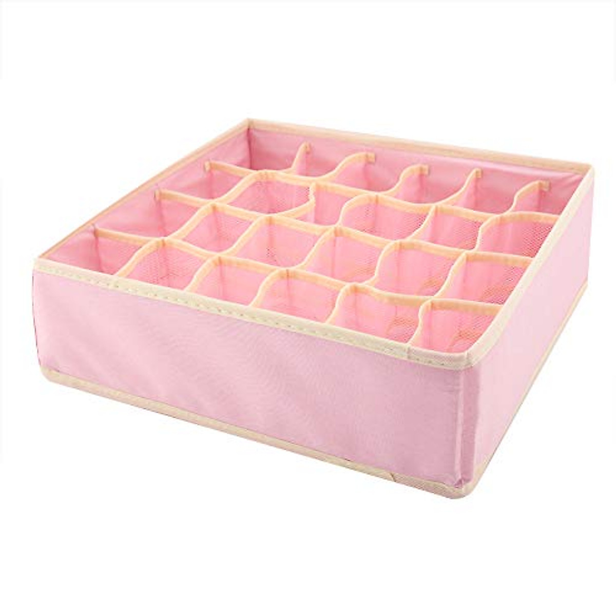 Bunny Kachu Sock Drawer Organizer, Durable Soft Nonwoven Fabric and Paper Board Container Grid Divider Design Storage Box for Household(Pink)