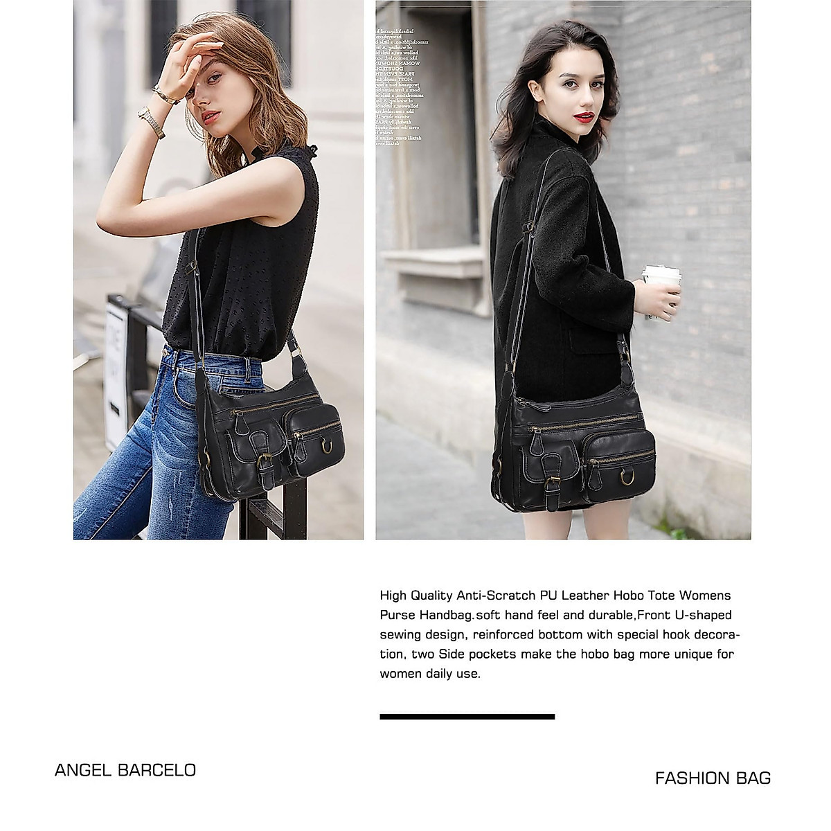 Angel Barcelo Cross body Shoulder Bag Women Soft Leather Purses and Handbags (Purple)