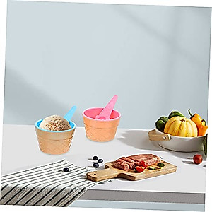Healeved 12 Sets ice cream cup sundae bowls cute Cupcake Cups dessert cup with scoop reusable dessert bowls ice cream dishes salad bowl ice cream party favors child pp paper cup soup bowl