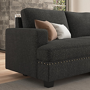 Nolany Modular Sofa Couch Upholstered Fabric Oversized 3 Seat Couch Sofa for Living Room, Dark Grey