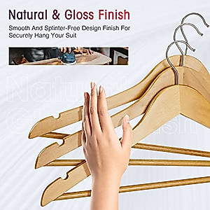 JDGOU Wooden Hangers 20 Pack Wood Hangers Clothes Hangers Coat Hangers for Closet Natural Coat Hanger,Heavy Duty Hangers,Hangers for Clothes Suit Skirt Pants