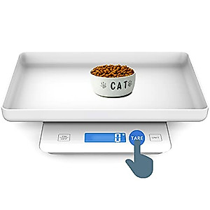Multifunctional Newborn Pet Scale with a Tray to Weigh Cats and Puppy, 33lbs with Accuracy ±0.03oz, Suitable for Pets and Kitchen Use, Tray Size 11.5"x 9"in (White)