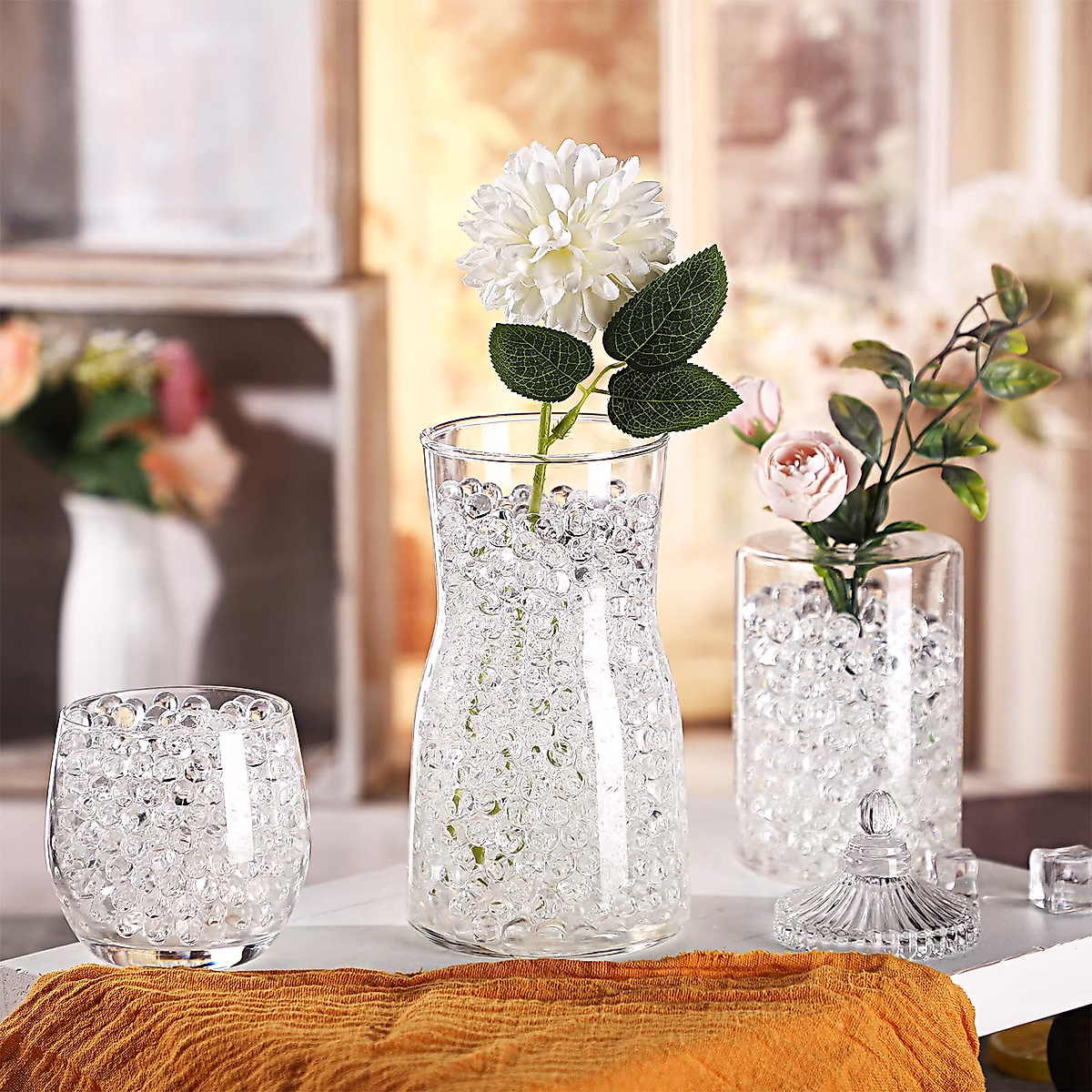 Inbagi 150, 000 Pcs Transparent Gel Water Beads Vase Filler Beads Crystal Water Growing Balls for Vases Jelly Balls for Floating Floral Candle Pearls Wedding Christmas Centerpiece