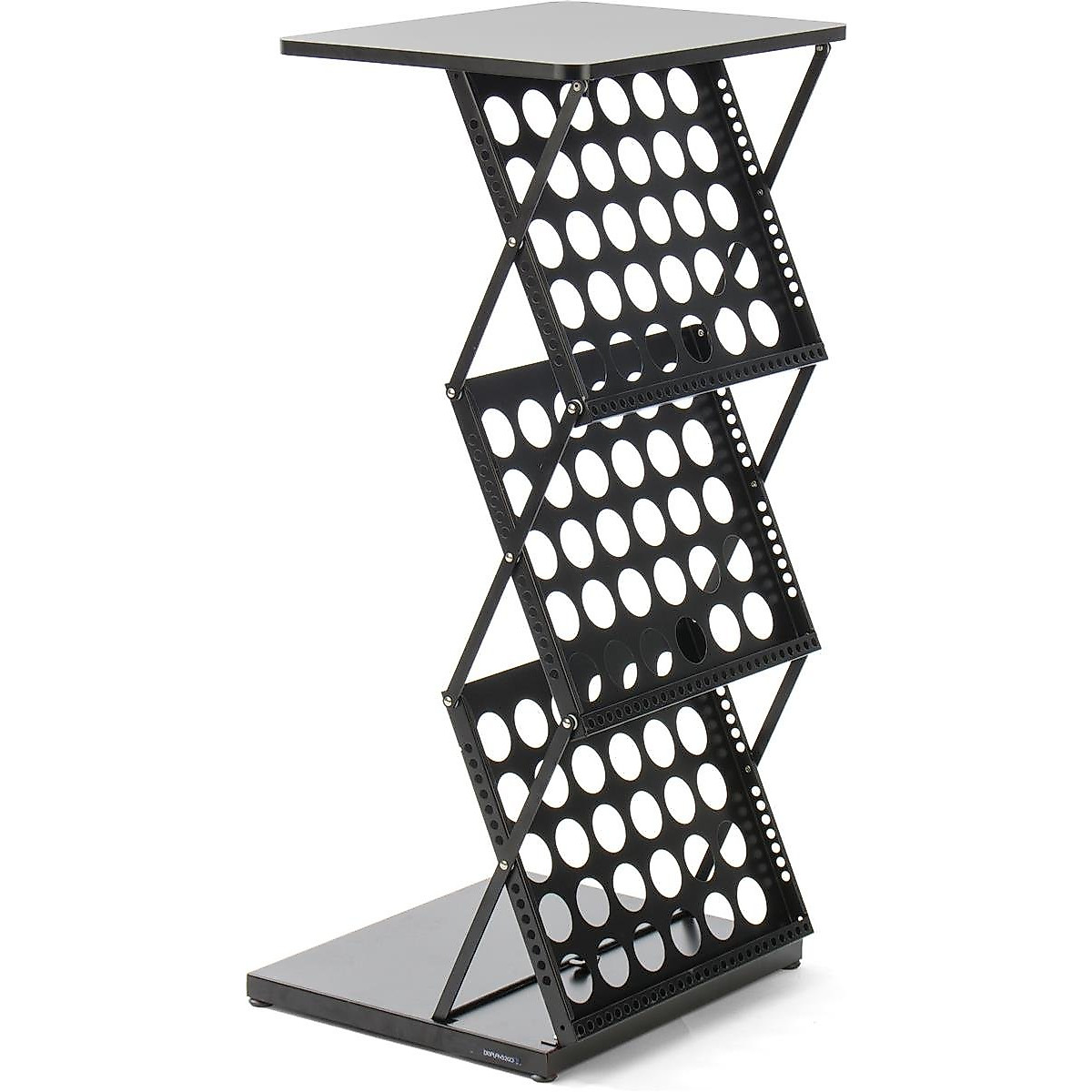 Displays2go Collapsible Magazine Holder, Multiple Pocket, Steel, MDF – Black (6LPBKTBK)