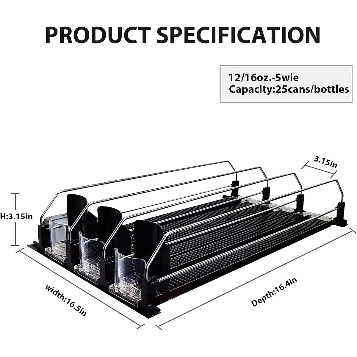 ikaufen Drink Organzier for Fridge-Saving Drink Plastics Dispenser for Fridge - Organize Your Refrigerator with Ease(16.4inch, 3 Rows)
