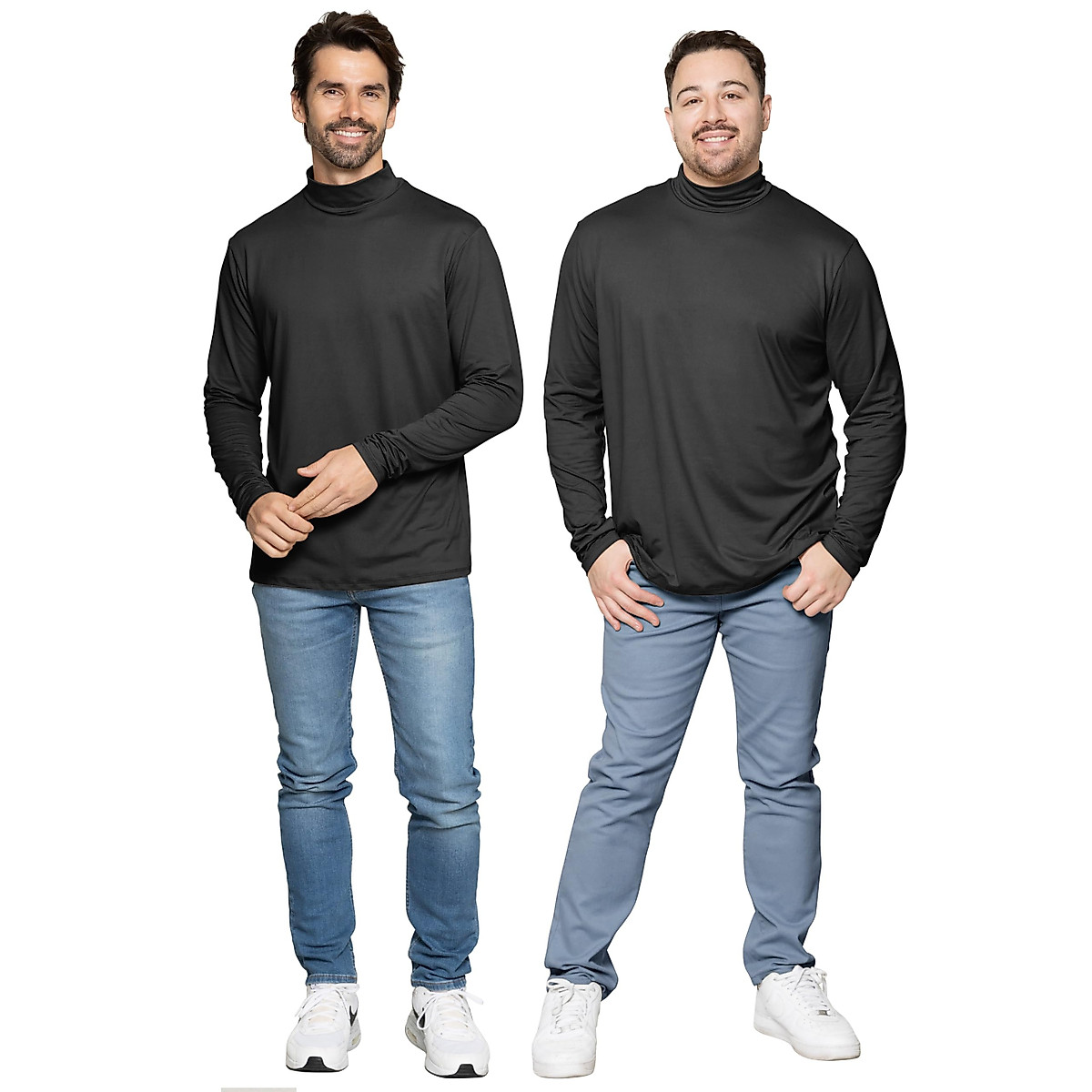 STRETCH IS COMFORT Men's Long Sleeve Mock Neck Turtleneck Black X-Large