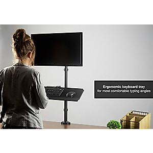VIVO Sit-Stand Height Adjustable Pneumatic Spring Arm Keyboard Tray Desk Mount for 1 Screen up to 32 inches STAND-SIT1B