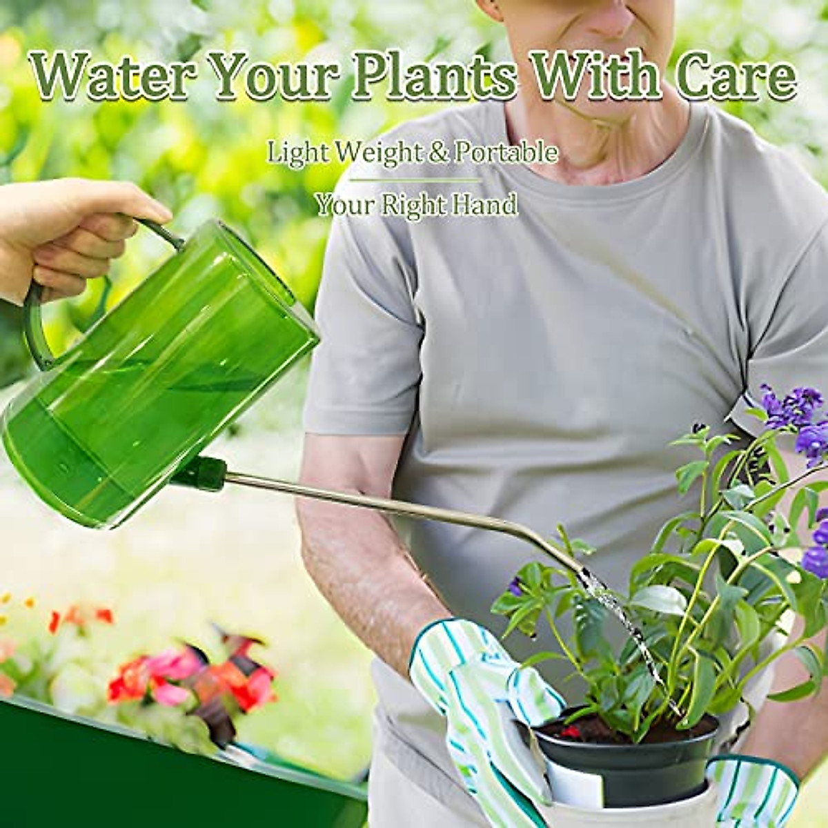 Qilebi Small Watering Can for Indoor Plants, Indoor Watering Can with Stainless Steel Long Spout, Plant Watering Can for House Plant Flowers Garden 1L/34oz