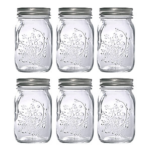 Hovico Mason Jars 17 oz With Regular Lids and Bands, Ideal for Jam,Dishwasher Safe Mason Jar for Fermenting, Kombucha, Kefir, Storing and Canning Uses, Clear- Set of 6