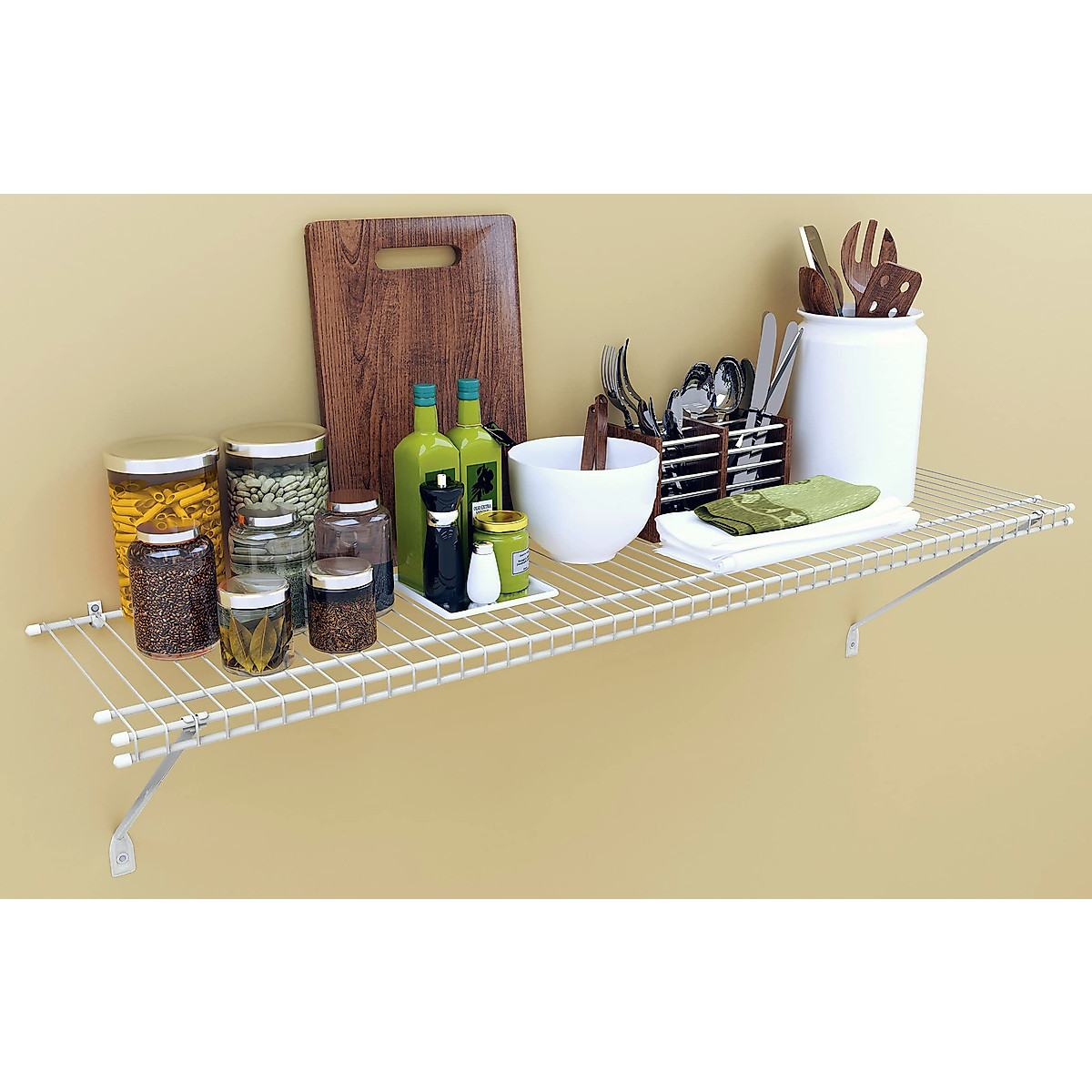 ClosetMaid Wire Shelf Kit with Hardware, 4 Ft. Wide, for Pantry, Closet, Laundry, Utility Storage, White Vinyl Finish