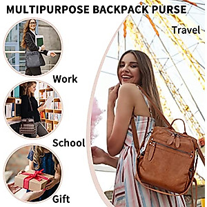 Backpack Purse for Women, Small Faux Leather Convertible Travel Daypack for Girls with Detachable Strap VONXURY