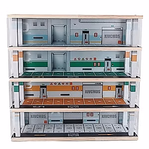 kivcmds 1:64 Scale Alloy car Model Display case. Suitable for Collecting hot Wheels and die-cast Cars with Lighted Scenes Parking lot with 40 Parking Spaces on 4 Levels (Underground Garage Scenes)