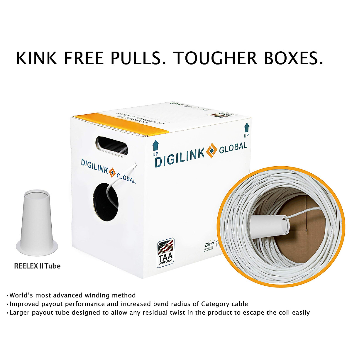 DG Cat6 Riser (CMR), 1000ft, Unshielded, 24AWG, with Spline (+), Solid Bare Copper, 600MHz, ETL Listed, Indoor/Home/Commercial Use, Bulk Ethernet Cable, Blue