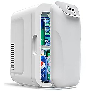NXONE Mini Fridge,8 Can/6 Liter Small Refrigerator,110VAC/ 12V DC Portable Thermoelectric Cooler and Warmer Freezer Skincare Desk Little Tiny fridge for Cosmetics,Foods, Bedroom,Dorm,Office,and Car