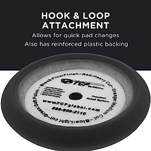 TCP Global 8" Black Extra Fine Foam Finishing Grip Pad Final Buff Polish Wax - Hook & Loop