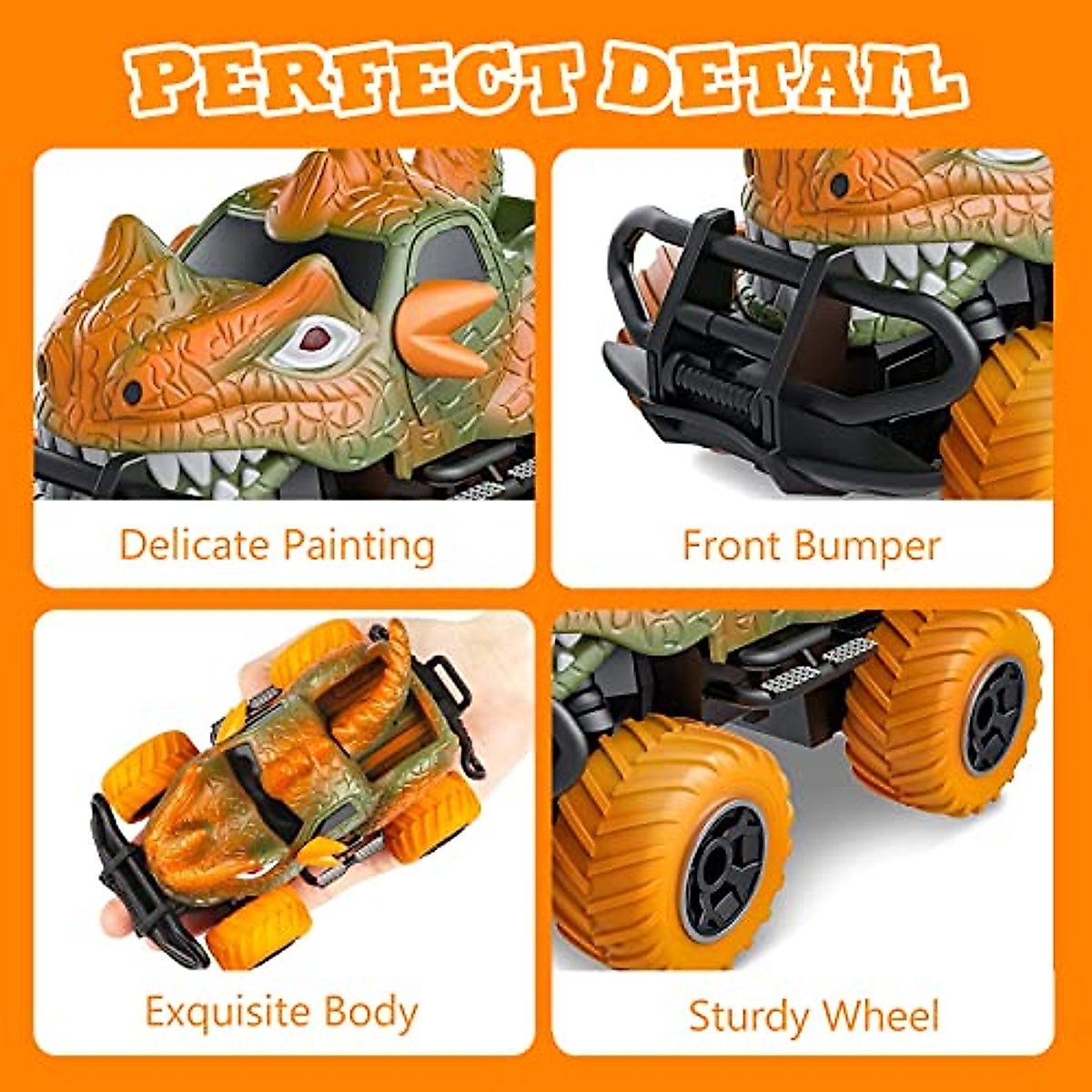 Dinosaur Remote Control Cars Toys for Boys Kids, Remote Control Dinosaur Car Toys, RC Dinosaur Truck Toys, Mini Dino Car Toys with 4-Channel Off-Road RC Race Cars for Toddlers Birthday Gifts