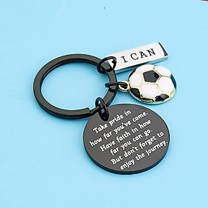 FUSTMW Soccer Keychain Sports Ball Inspirational Gifts Soccer Player Gifts for Soccer Lover (black)