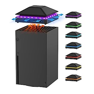 Wiilkac Cooling Fan for Xbox Series X with RGB Light Strip, 3 Levels Adjustable Speed Cooler Fan System 1800/2000/2200 RPM, Low Noise Top Fan with Extra 2 USB Port & Touch Switch