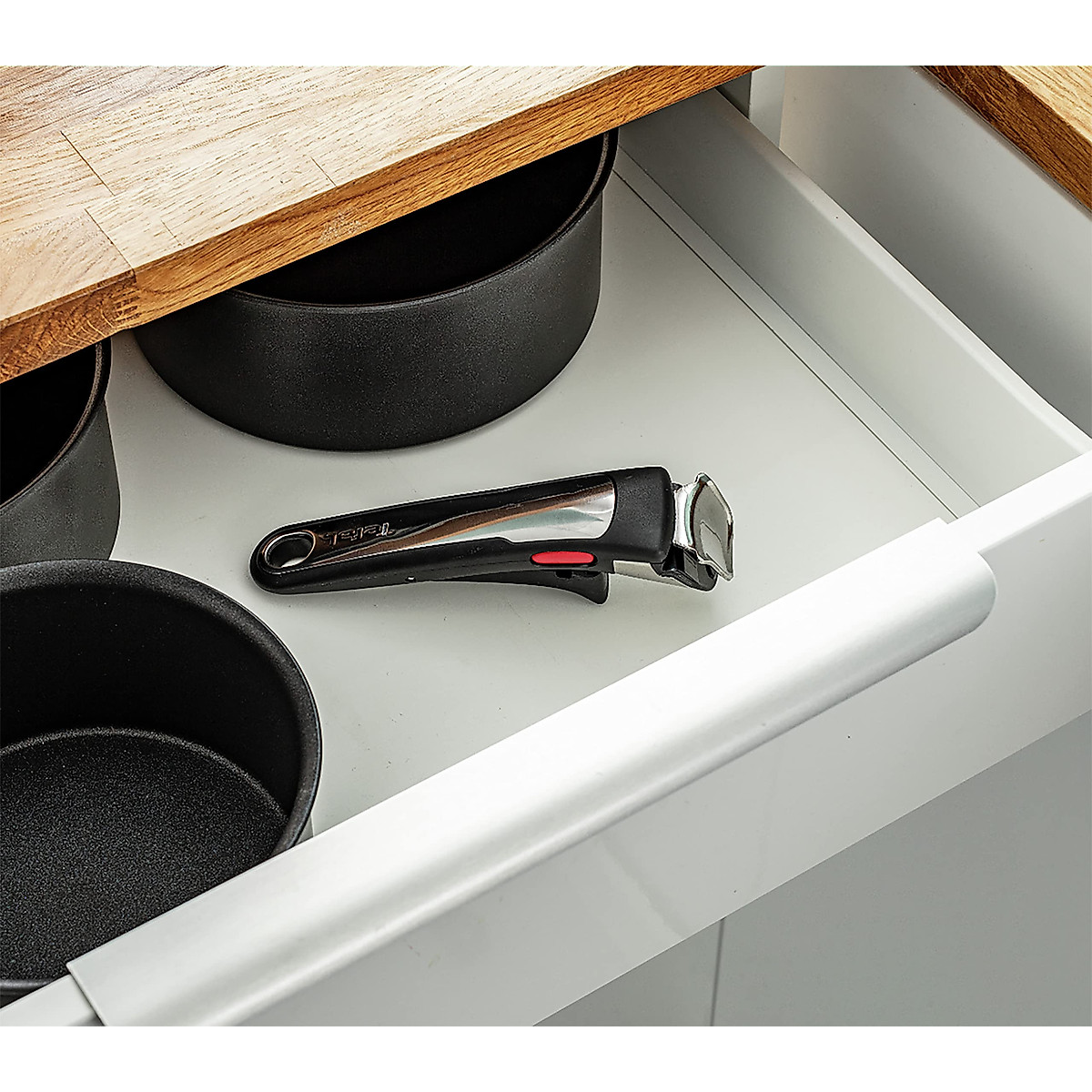 Tefal Ingenio Unlimited ON Try-Me Pan Set, 3 Pieces Stackable, Removable Handle, Space Saving, Non-Stick, Induction, Black (L3959443)