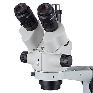 AmScope 7X-90X Simul-Focal Stereo Lockable Zoom Microscope on Single Arm Boom Stand