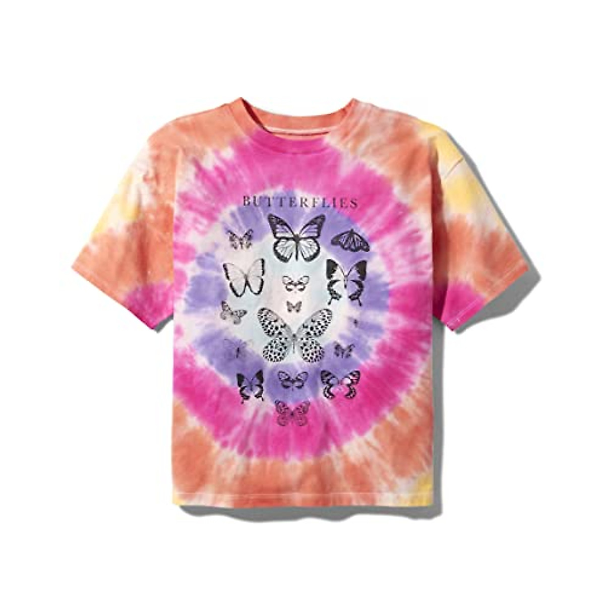 Sugar & Jade Girls' Teen Short Sleeve Fashion T-Shirt, Butterfly Tie Dye, Large