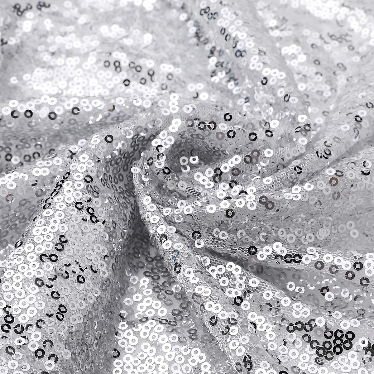 SweetEasy 2packs 2ftx10ft Sequin Glitter Photography Backdrop Curtain Panels Wedding Backdrop for Baby Shower Birthday Home Party Event Festival Restaurant Reception Arch Decoration (Silver)