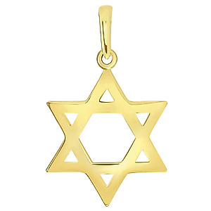 Jewelry America 14k Yellow Gold Small Star of David Pendant with High Polish