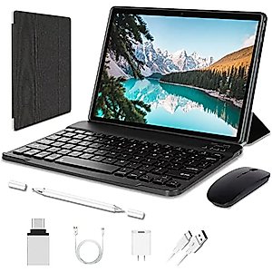 FOREN-TEK Android Tablet 10 Inch, 4GB RAM 64GB Storage, Android 10.0, Octa-Core Processor, Tablet with Keyboard, Large Battery, Dual Camera, Wi-Fi, Bluetooth, GPS, Mouse, Tablet Cover