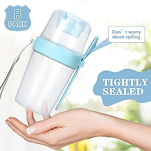 Mifoci 8 Pcs 26 oz Portable Cereal Cup Overnight Oats Container with Lid and Spoon for Yogurt Salad Fruit Oatmeal Cereal Overnight Oats Breakfast Vegetable Snack Cup, Blue