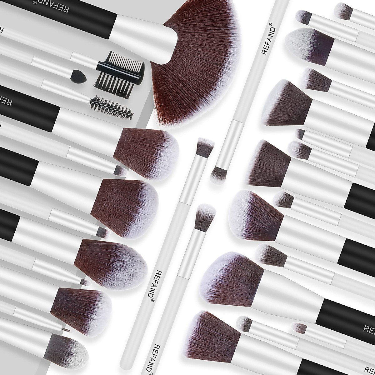 Refand Makeup Brushes 31 Piece Professional Makeup Brush Set Premium Kabuki Foundation Blending Brush Face Powder Blush Concealers Eye Shadows Make Up Brushes Kit with PU Leather Case