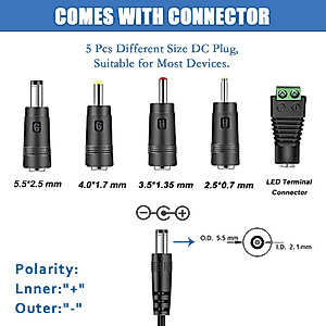Gonine 12V 3A Power Supply Cord UL Certificate, 100V - 240V AC to DC 12 Volts 3A 2A Power Adapter for 12Vdc Wireless Router, Neck Shoulder Massager, LED Strip Lights, CCTV Cameras, Hard Drivers.