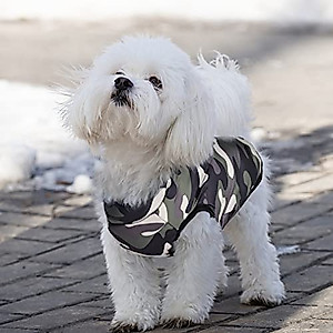 Dog Winter Jacket with Leash Hook Fleece Dog Coats for Small Medium Dogs Cold Weather Puppy Clothes Outfit Apparel Windproof Color Stitching Cotton Pet Vest Clothing for Cats (Green 3, X-Small)