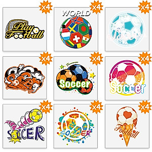 Metker Soccer Sports Waterproof Temporary Tattoos,140 Piece Individual Temporary Tattoo Stickers for Adults,Kids,Soccer Fans,Perfect for Soccer Parties, Group Events,Soccer Face Stickers,Gift Bag
