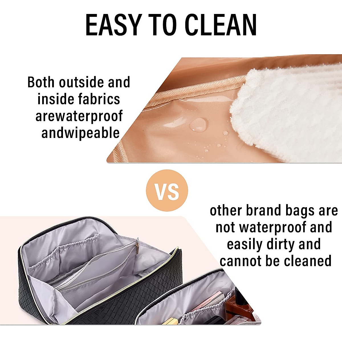 Clear Makeup Bags,TSA Approved Toiletry Bag with Zipper, Clear Makeup Organizer Fit Carry-on Travel Essentials,Make Up Bag for Car,First Aid Kits for Girl,Small Cosmetic Bag for Purse (Jet Black)