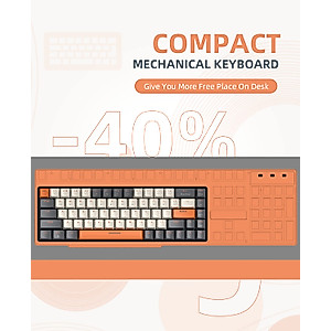 ZIYOU LANG RK68 60% Wireless Mechanical Keyboard, Bluetooth 5.0/2.4Ghz Dual Mode 2-in-1 USB-C Receiver Mini Mechanical Keyboard, Hot Swappable Red Switch Gaming Keyboard for PC/MAC/Laptops