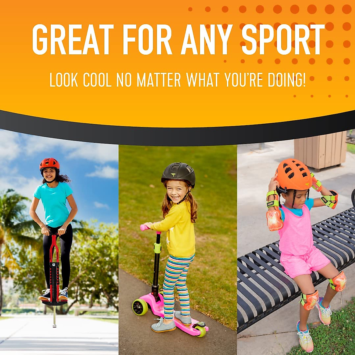 Flybar Kids Bike Helmet - Dual Certified Adjustable Dial, Skateboard Helmet, Roller Skating, Pogo, Electric Scooter, Snowboard, Youth and Toddler Helmet, Boys & Girls 3-14 (Orange,M)